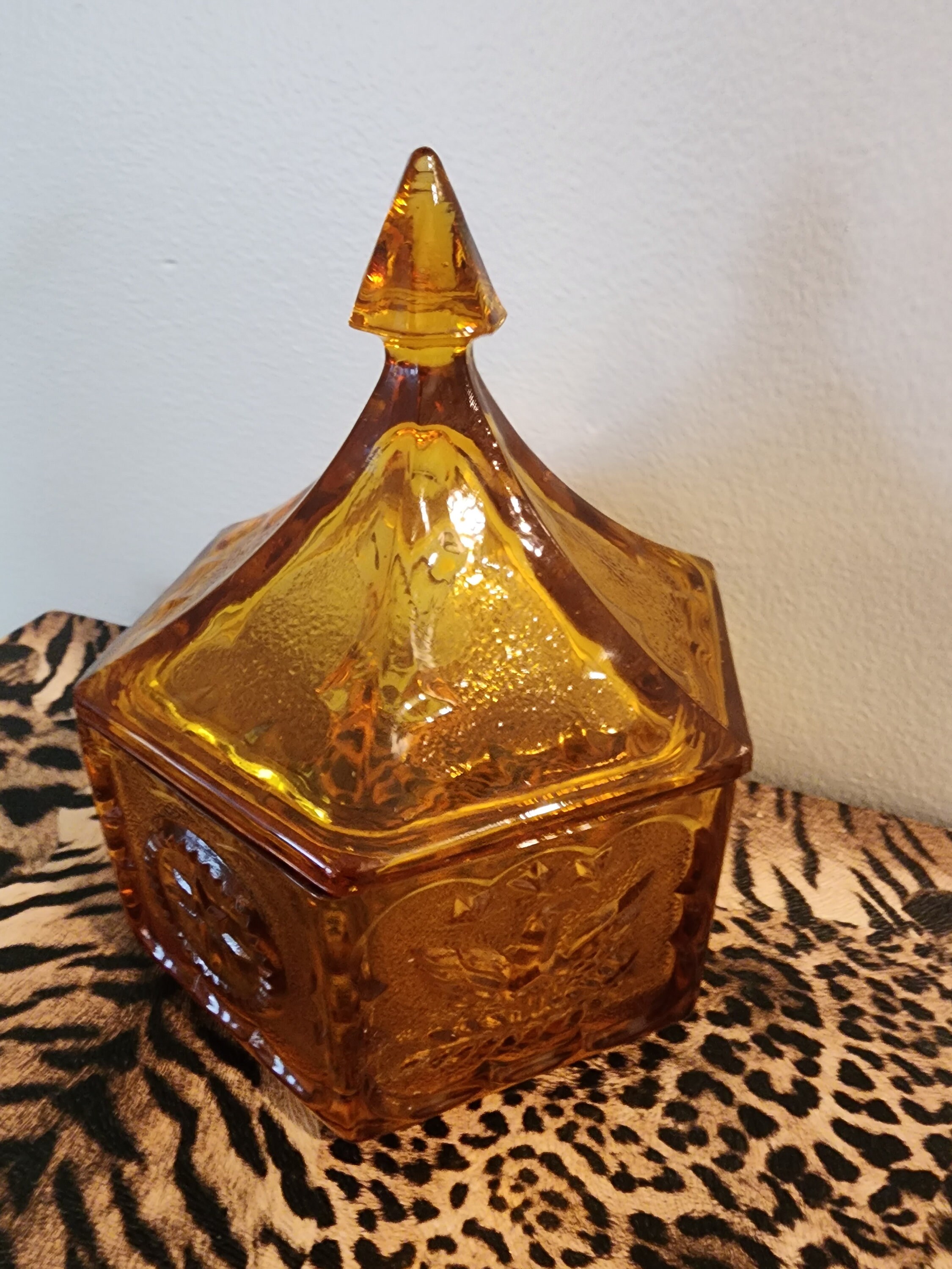 Vintage Tiara Amber Bald Eagle & Stars Covered Candy Dish 6” - Etsy