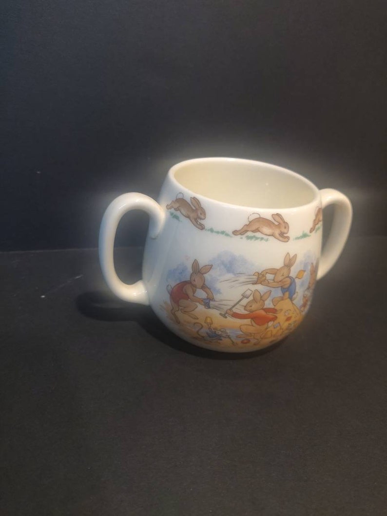 Bunnykins Double Handle Cups Rabbit Pattern Royal Dulton English Nfine ...