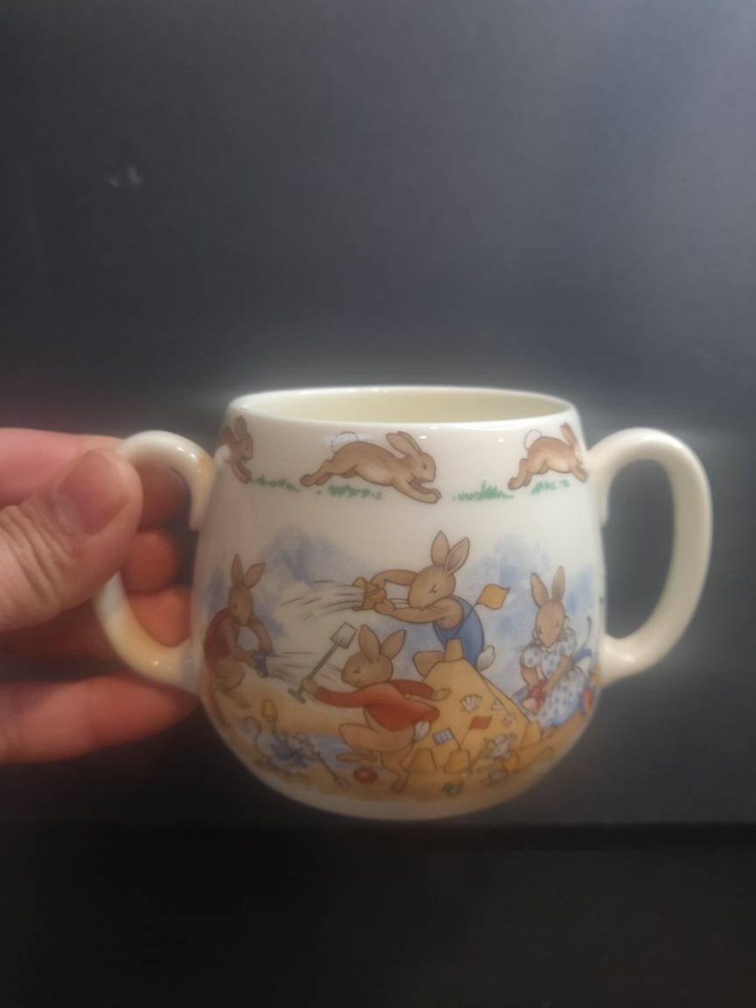 Bunnykins Double Handle Cups Rabbit Pattern Royal Dulton English Nfine ...