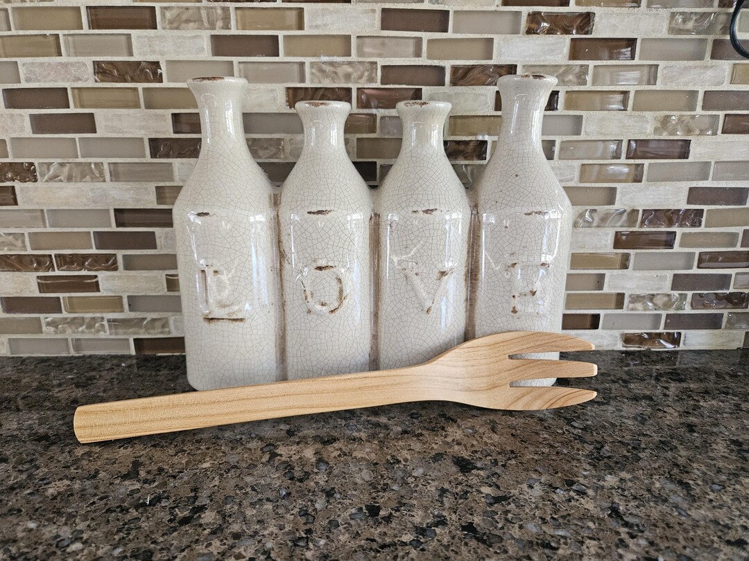 USA Made Hand Craved Wooden Fork/reclaimed Cherry Wood/kitchen Decor ...