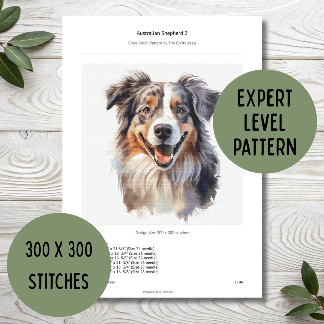 Australian Shepherd Cross Stitch Pattern | XL Pattern | Instant PDF ...