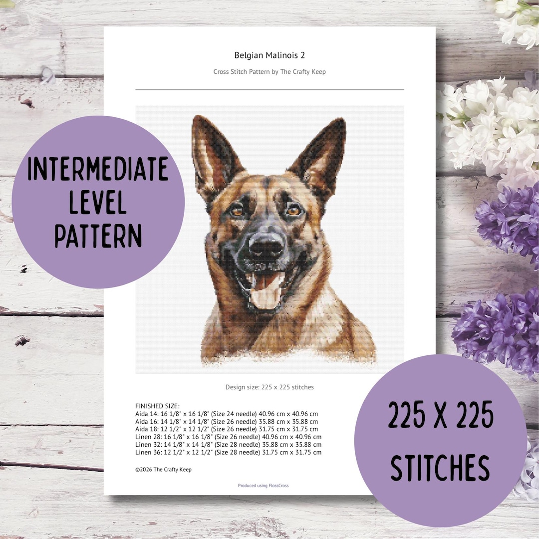 Belgian Malinois Cross Stitch Pattern | Large Pattern | Instant PDF ...