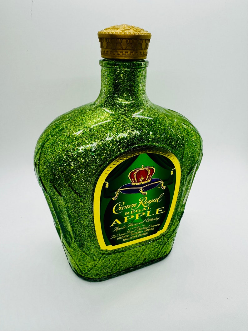 Glittered Crown Royal Apple 750 Ml Glass Bottle - Etsy
