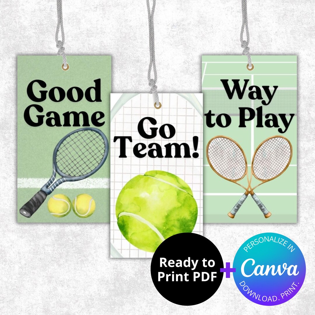 Tennis Game Day Tags | Ready-to-print Files and Editable Canva Template ...