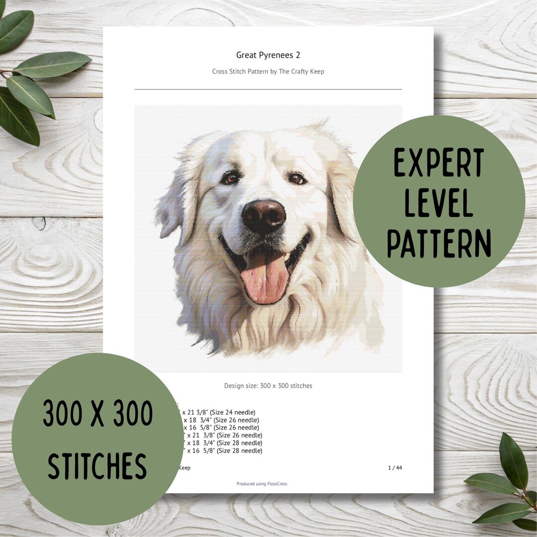 Great Pyrenees Cross Stitch Pattern | XL Pattern | Instant PDF Download ...