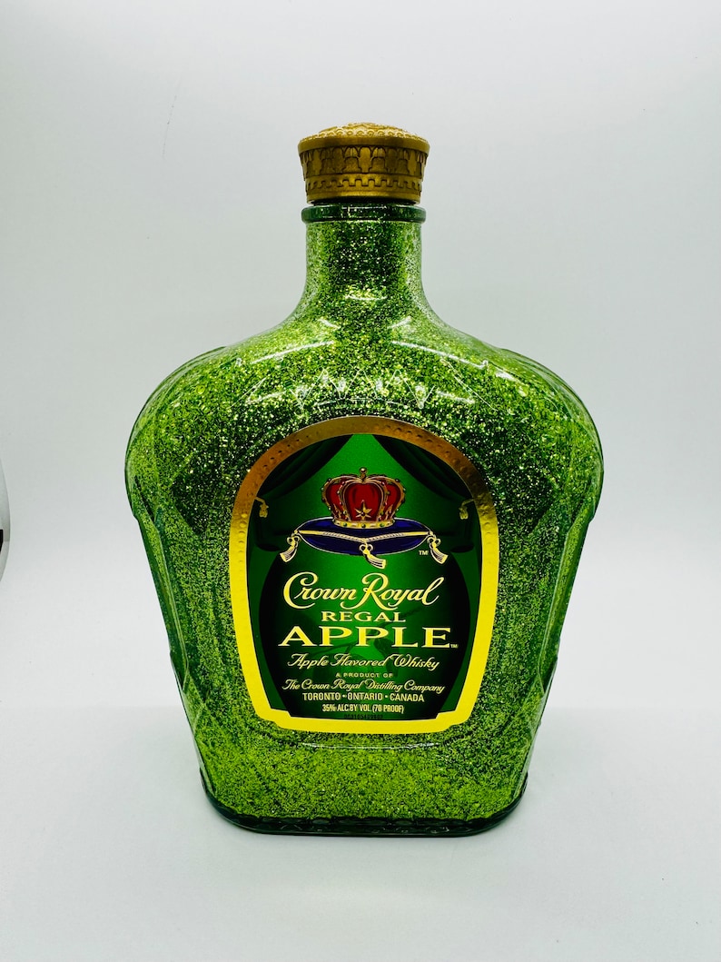 Glittered Crown Royal Apple 750 Ml Glass Bottle - Etsy