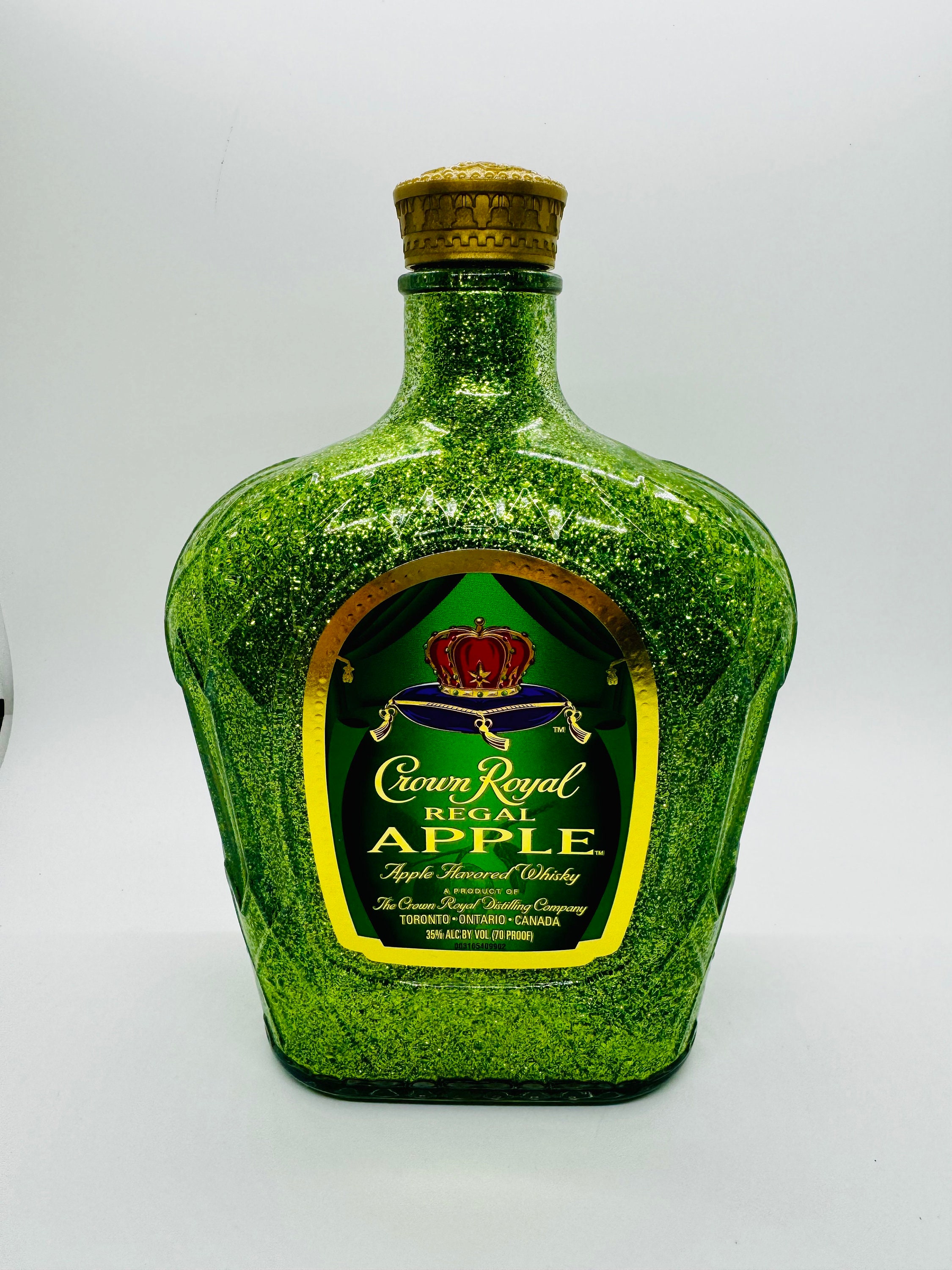 Glittered Crown Royal Apple 750 Ml Glass Bottle - Etsy