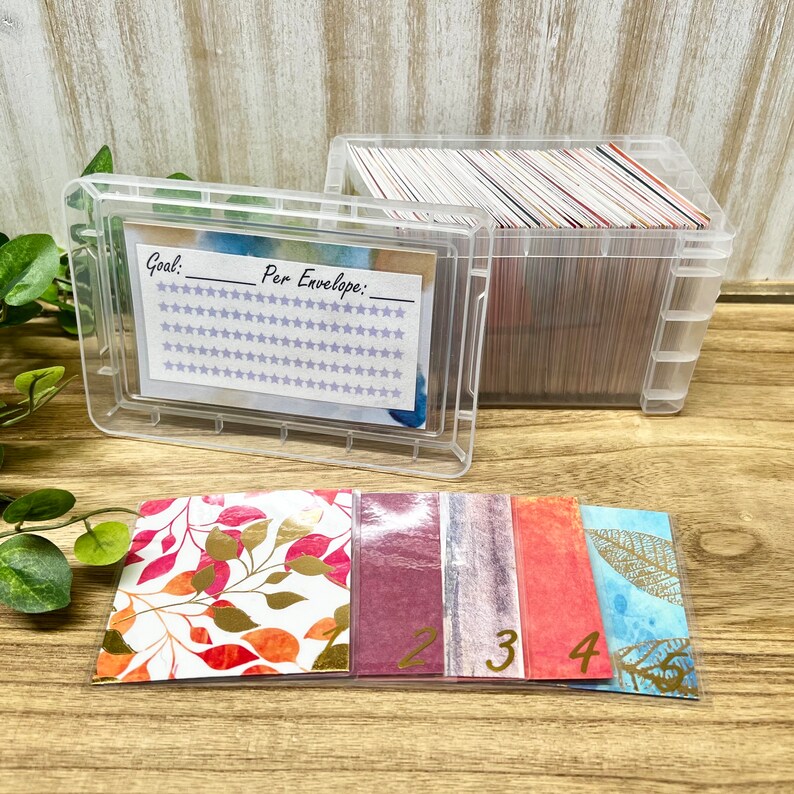 100 Envelope Savings Challenge Box in autumn Blaze, Cash Savings Kit ...