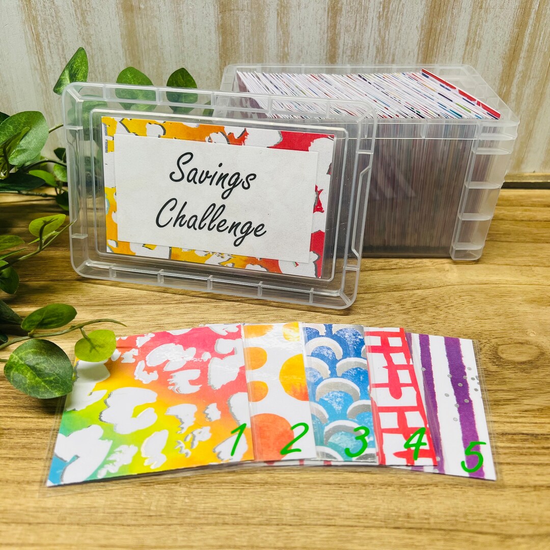 100 Envelope Savings Challenge Box in "watercolor Patterns", Money ...