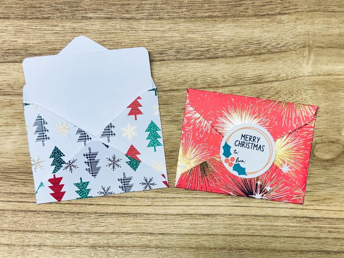 5 Pack Christmas Gift Card Envelopes | Mini Note Card | Merry & Magical ...