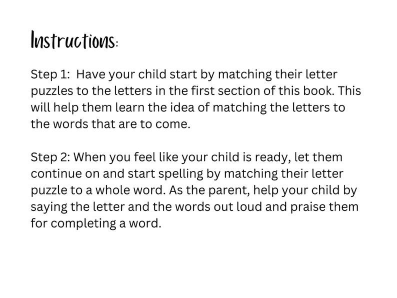 Spelling With Letter Puzzles Digital PDF Printable - Etsy