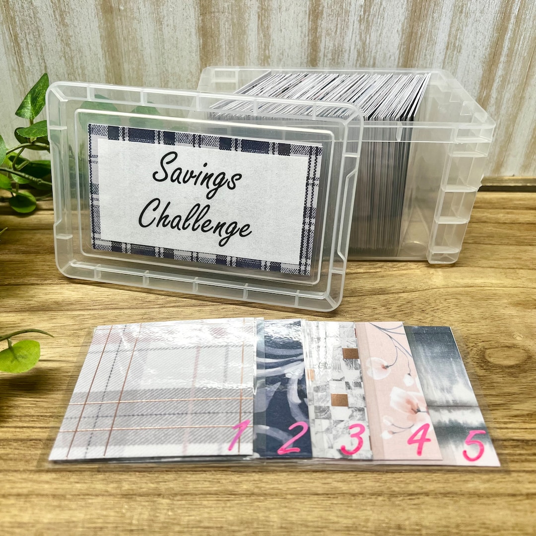 100 Envelope Savings Challenge Box in "pink and Blue", Money Saving Kit ...