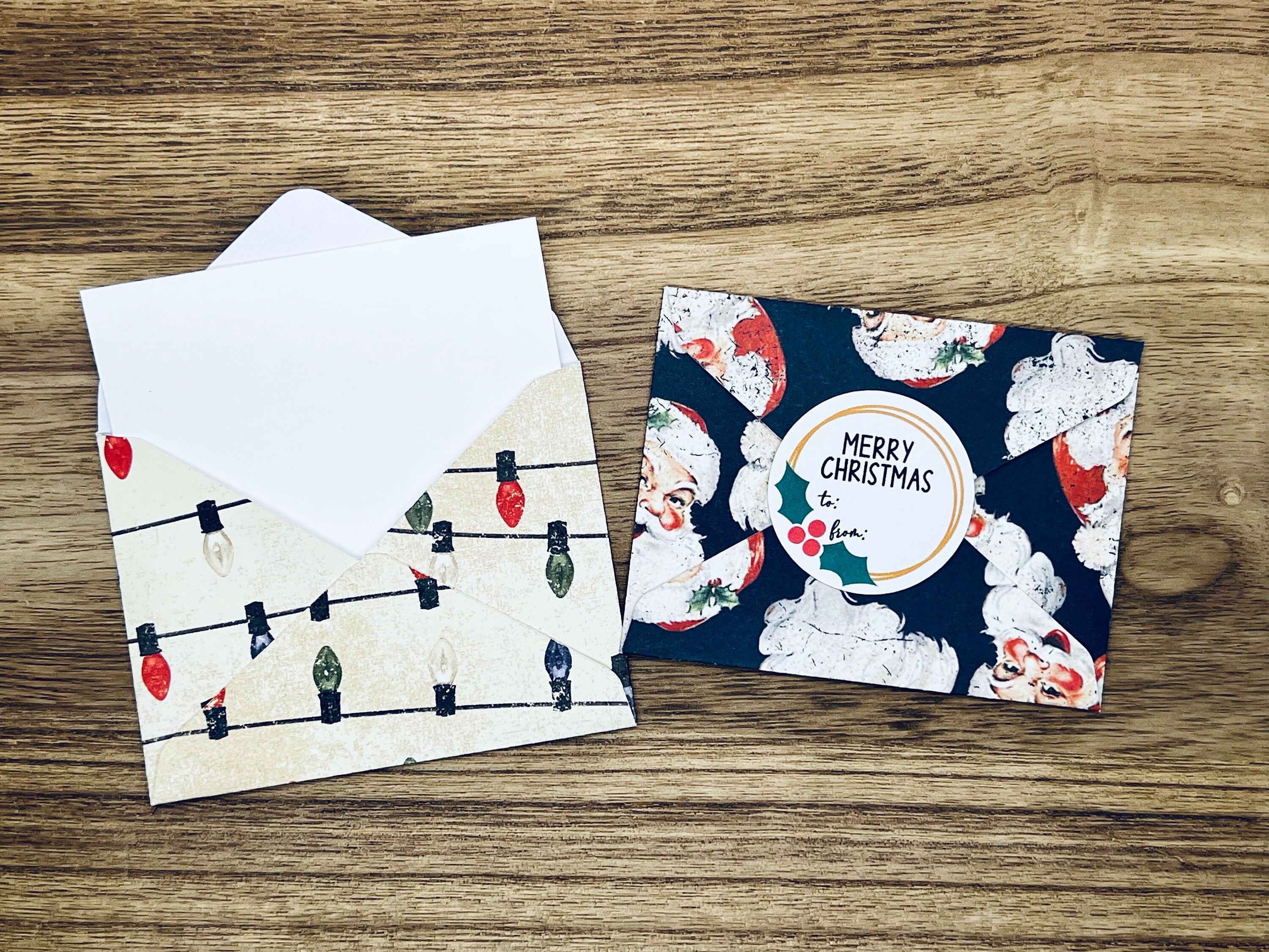 5 Pack Christmas Gift Card Envelopes, Mini Note Card, Vintage Christmas ...