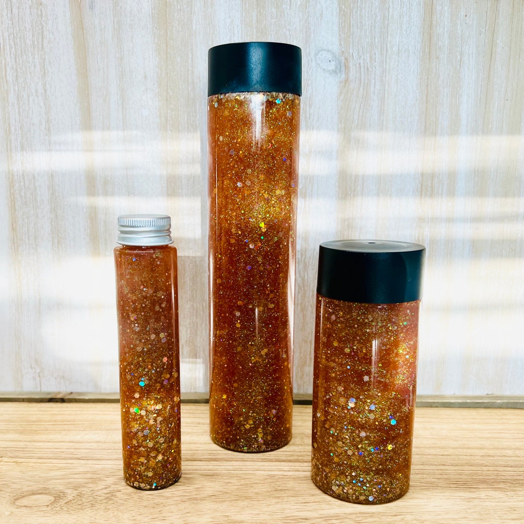 Orange Glitter Sensory Bottle: Calming Tool for Self Regulation, Stress ...