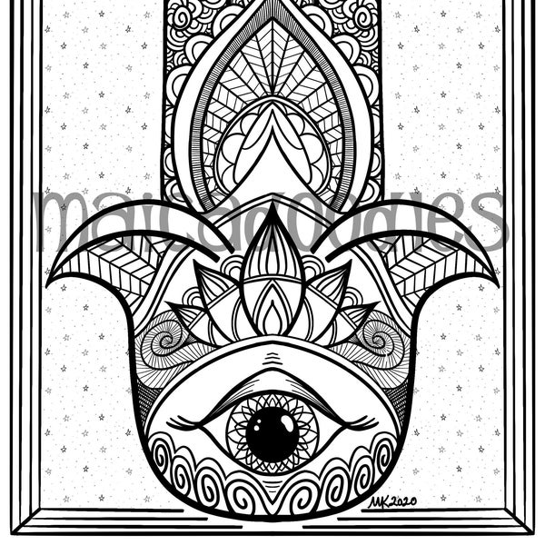 Hamsa Hand Coloring - Etsy