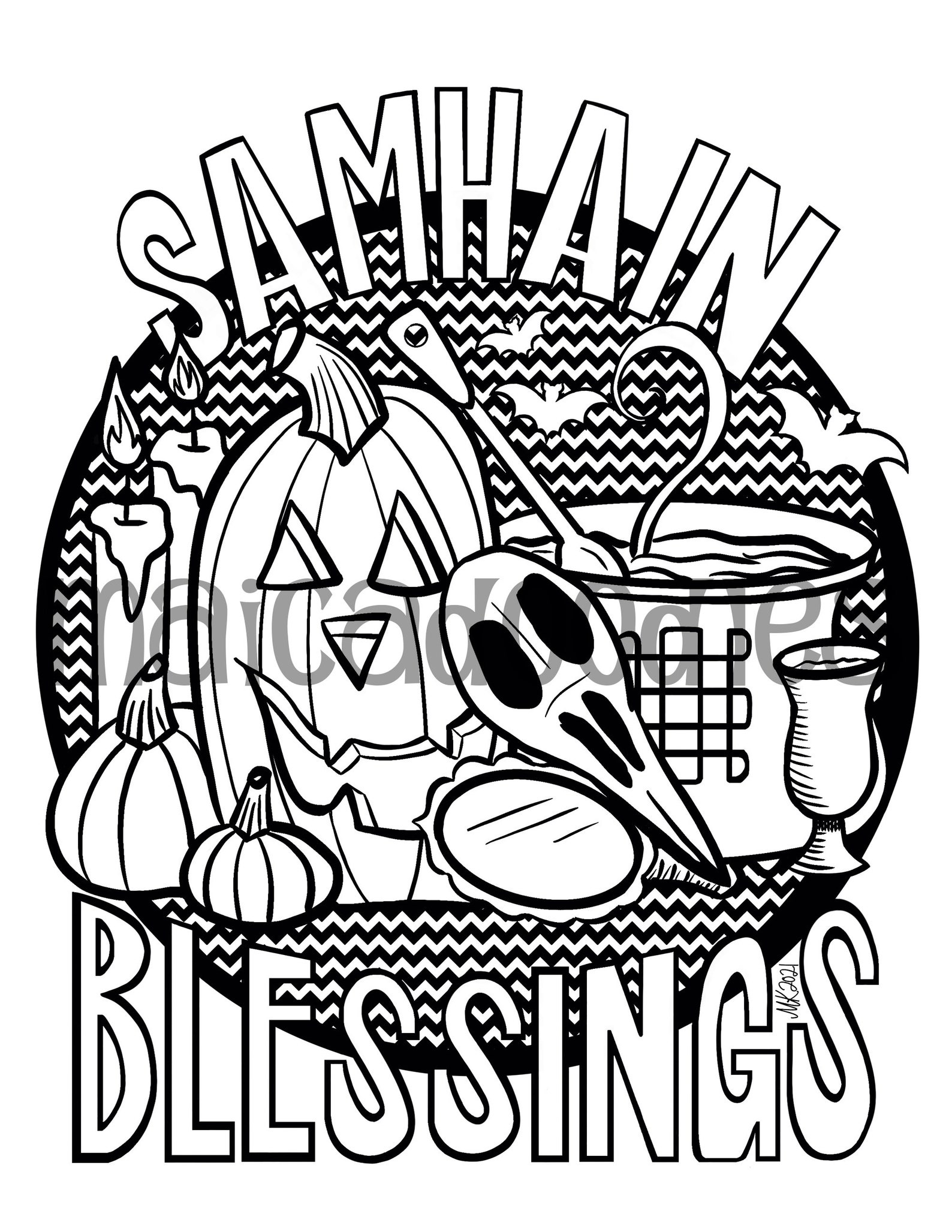 Samhain Coloring Page, Instant Download, Print at Home, Samhain ...