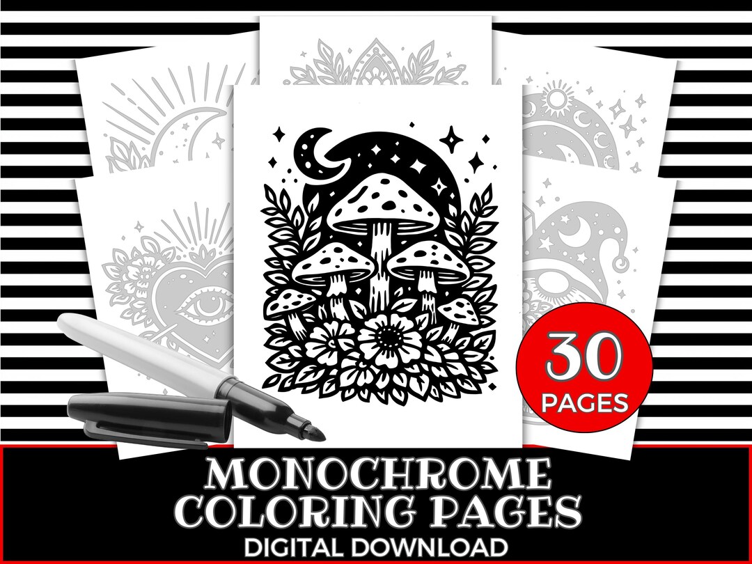 Monochrome Coloring Pages, Meditative One Color Coloring Art, Single ...