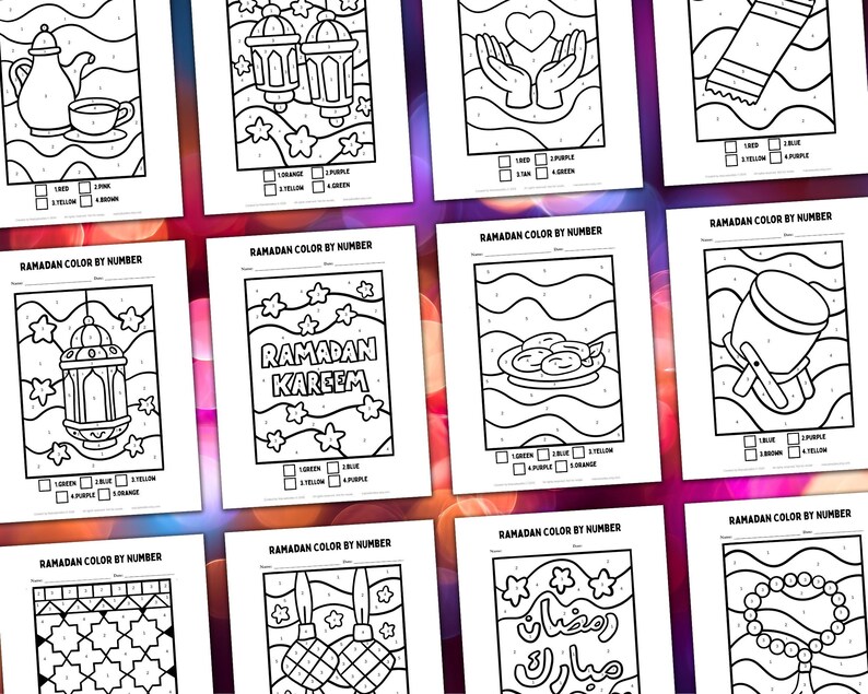 Ramadan Color by Number Coloring Pages, Kids Islamic Printable ...