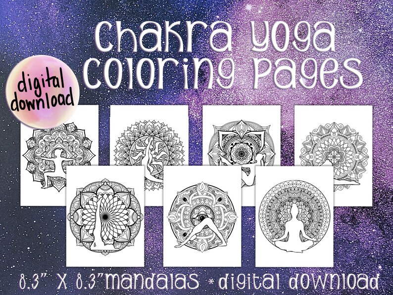 Seven Chakra Yoga Coloring Page Set Instant Download Yoga - Etsy