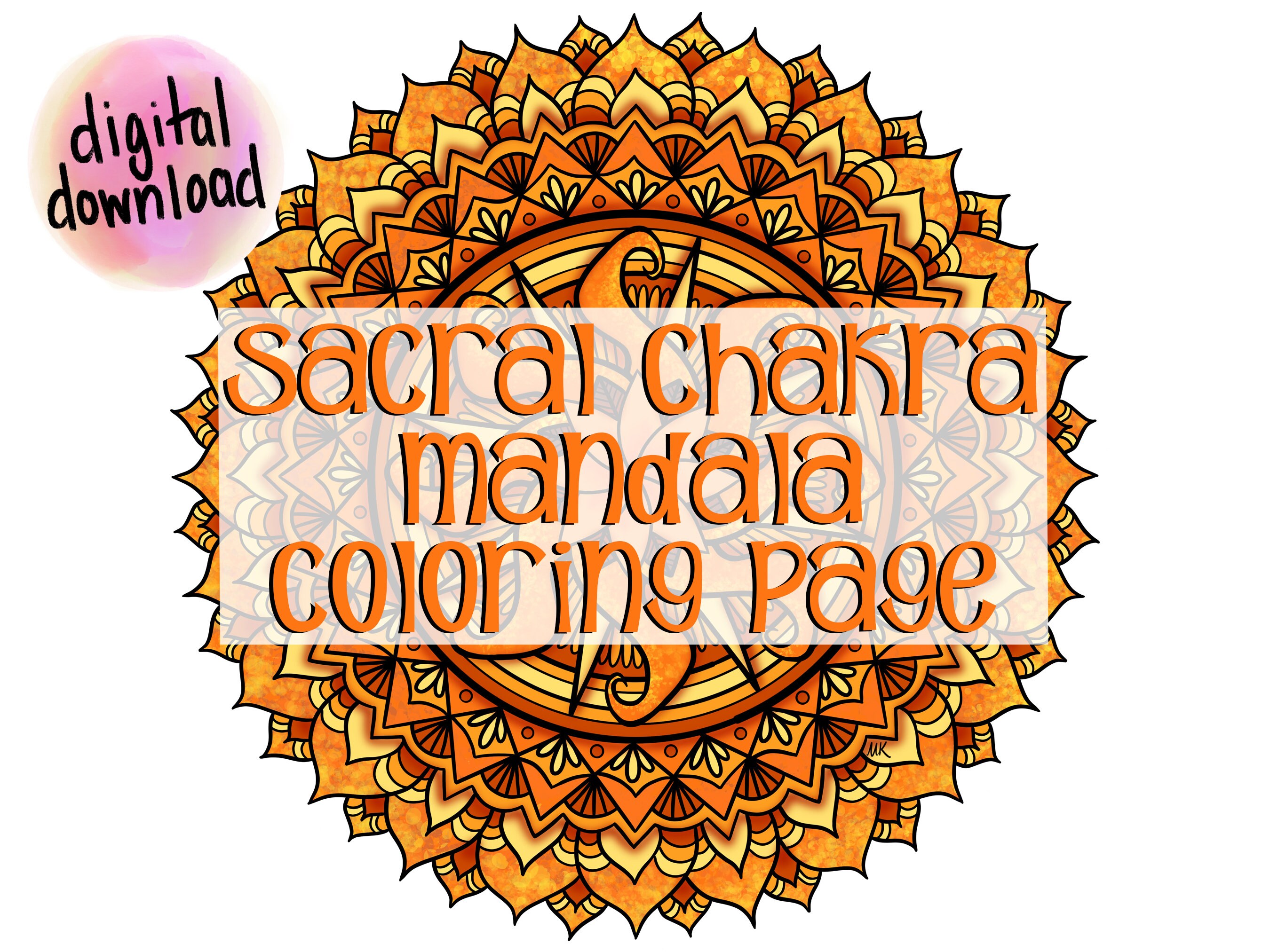 Sacral Chakra Mandala Coloring Page, Instant Download, Print at Home ...