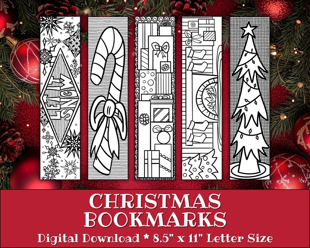 Christmas Bookmarks, Coloring Bookmarks, Last Minute Stocking Stuffer ...