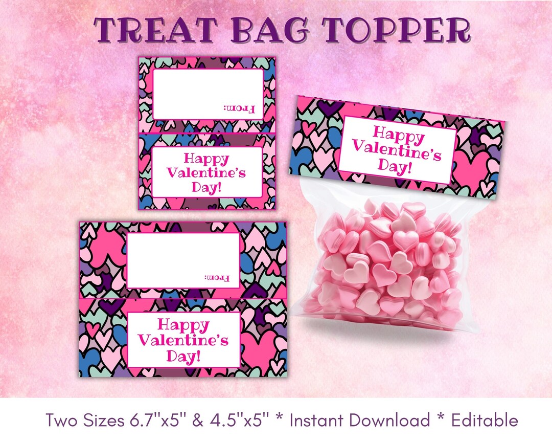 Valentine's Day Treat Bag Toppers, Cookie Bag Tops, Goodie Bag Topper ...