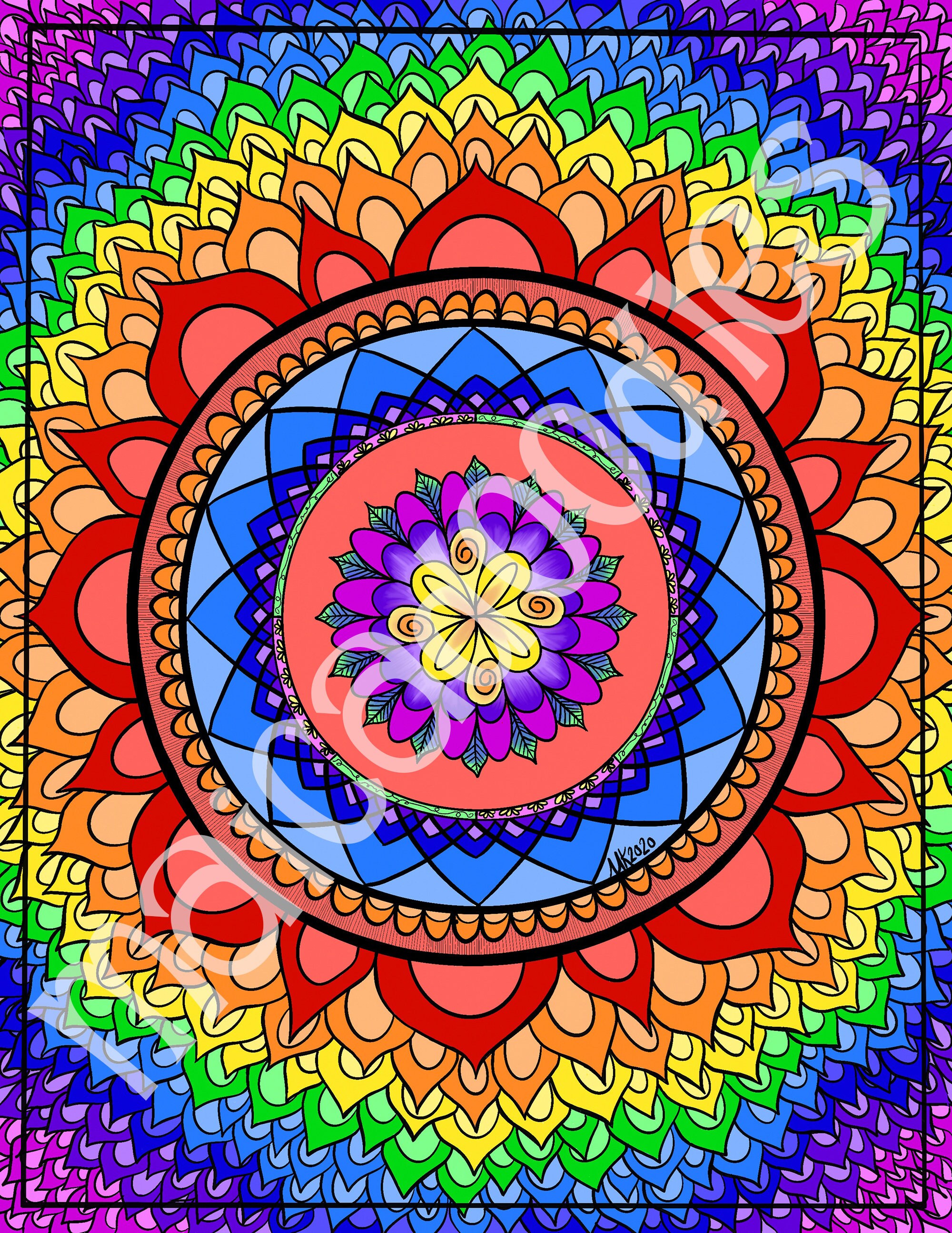 Coloring Page 'full,' Instant Download, Print at Home, Flower Coloring ...