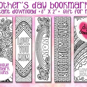 Printable Mother's Day Bookmarks, Print at Home, Bookmark DIY, Last ...