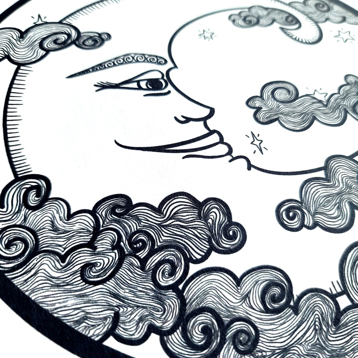 Coloring Page, 'moonlight', Instant Download, Print at Home, Moon ...