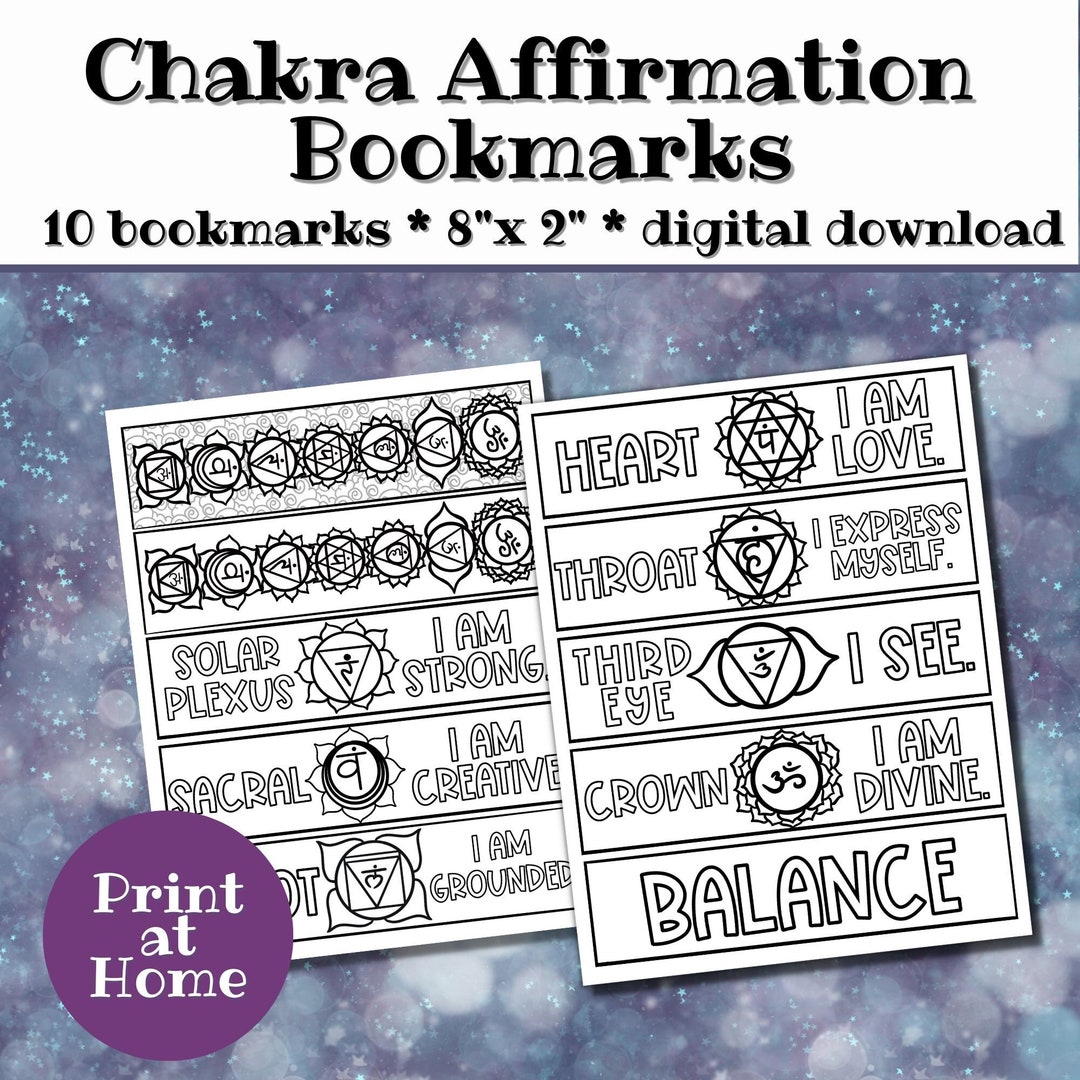 Chakra Bookmark Set 10 Unique Designs Instant Download - Etsy