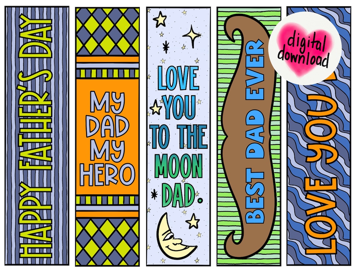 Printable Father's Day Bookmarks, Print at Home, DIY Father's Day ...