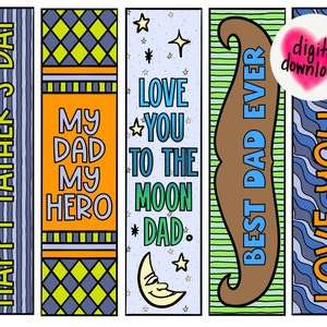 Printable Father's Day Bookmarks, Print at Home, DIY Father's Day ...