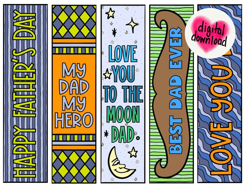 Printable Father's Day Bookmarks, Print at Home, DIY Father's Day ...