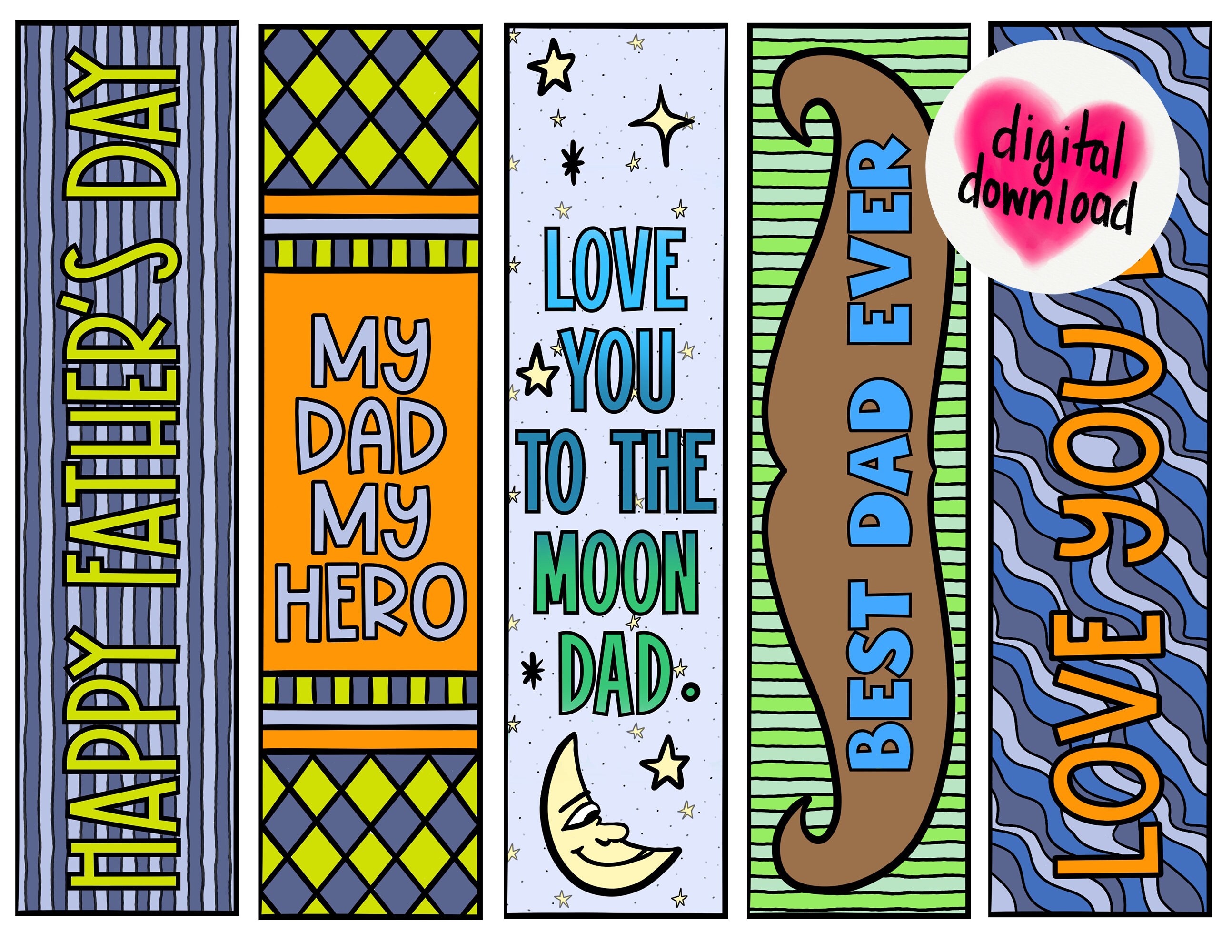 Printable Father's Day Bookmarks, Print at Home, DIY Father's Day ...
