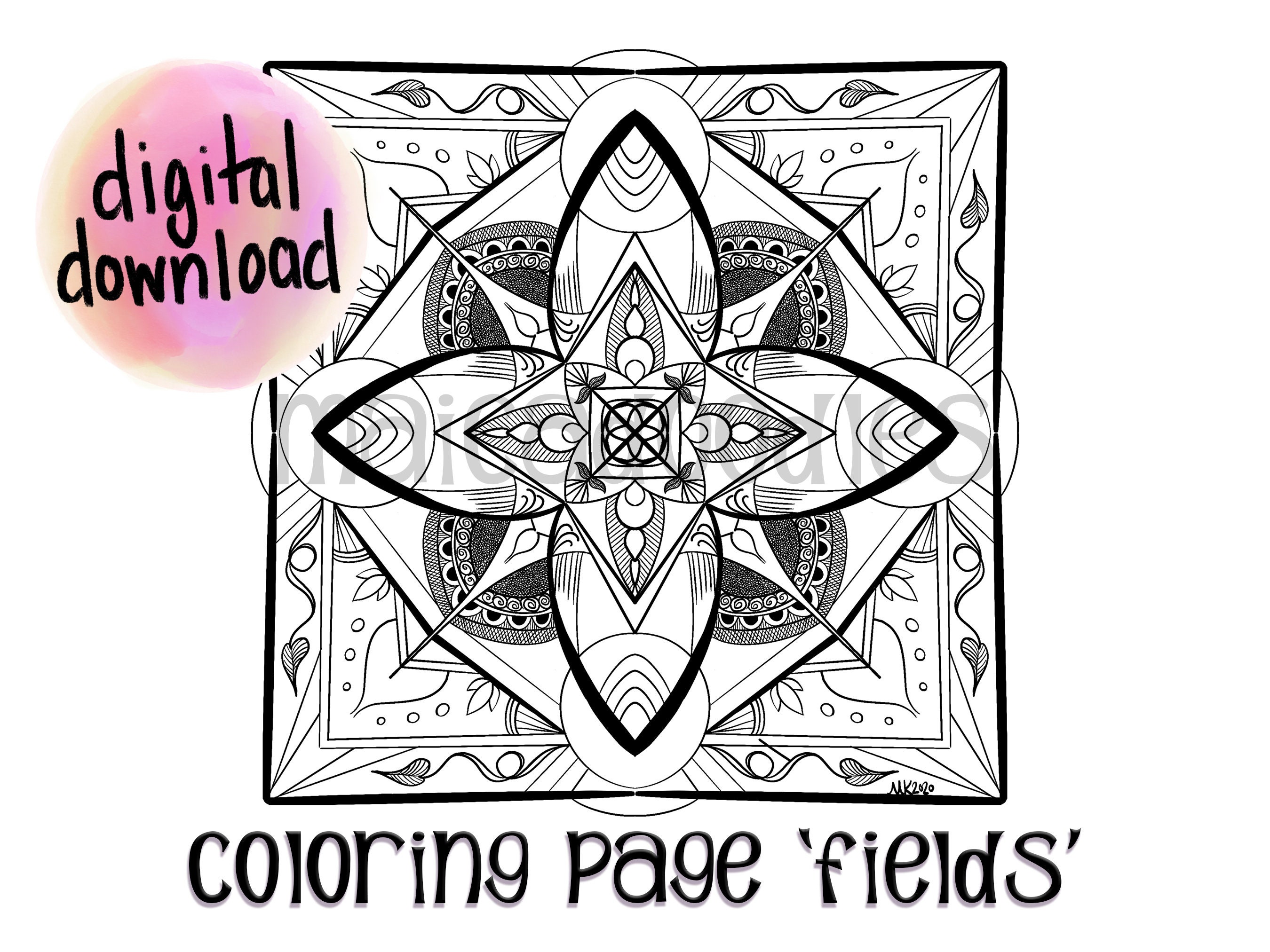 Coloring Page 'fields' Adult Coloring Page Print at - Etsy