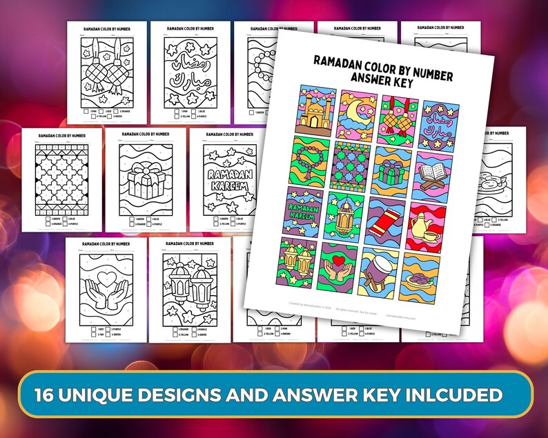 Ramadan Color by Number Coloring Pages, Kids Islamic Printable ...