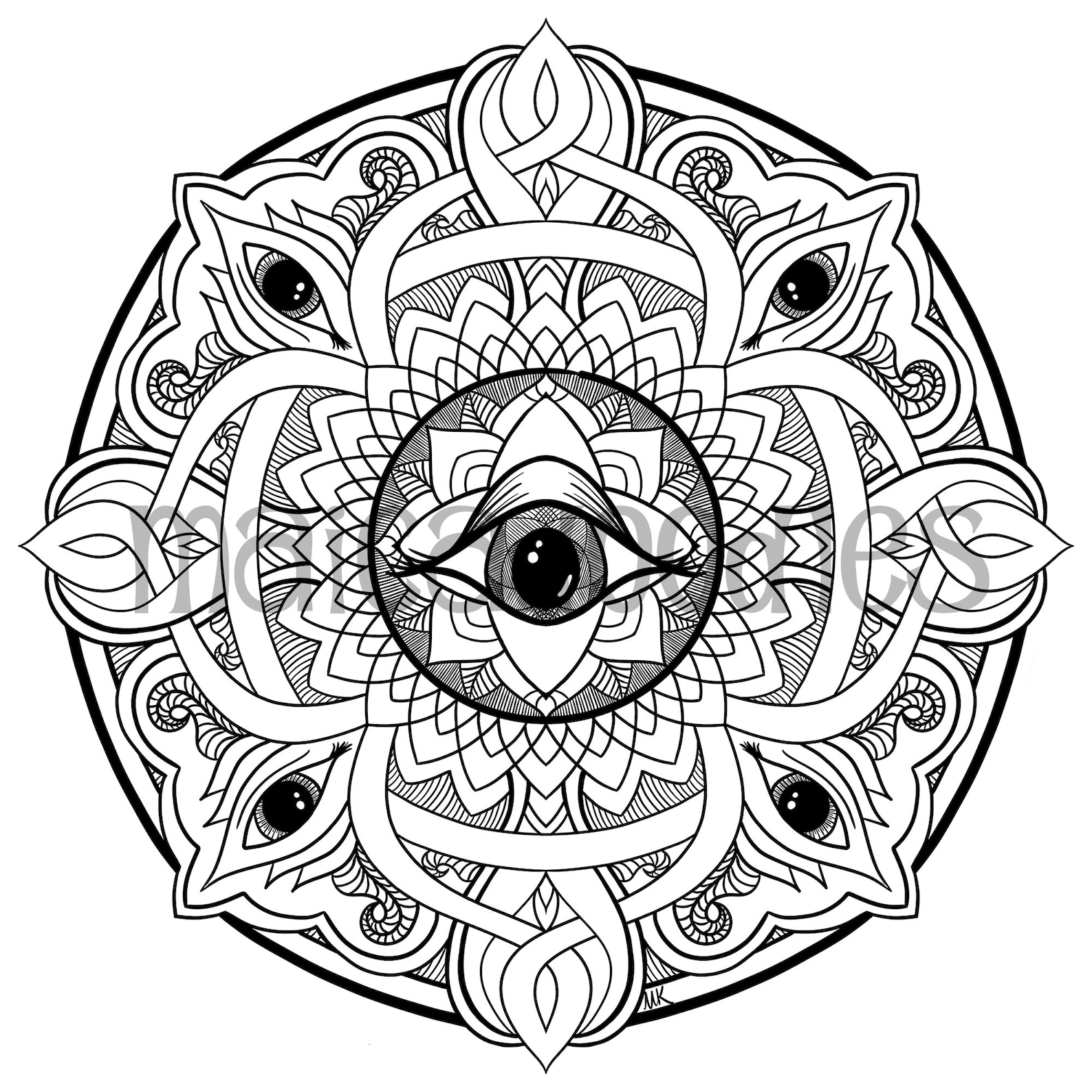 Third Eye Chakra Mandala Coloring Page, Instant Download, Print at Home ...