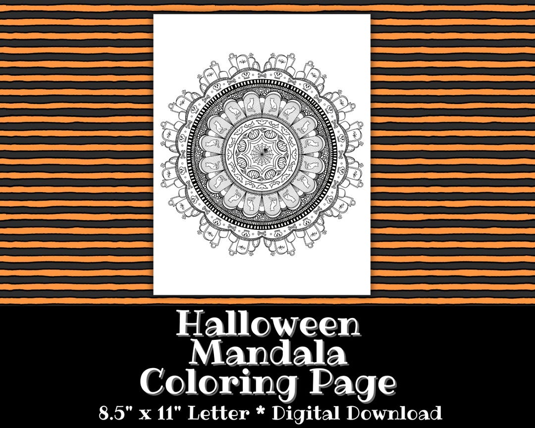 Halloween Mandala Coloring Page, Instant Download, Print at Home ...