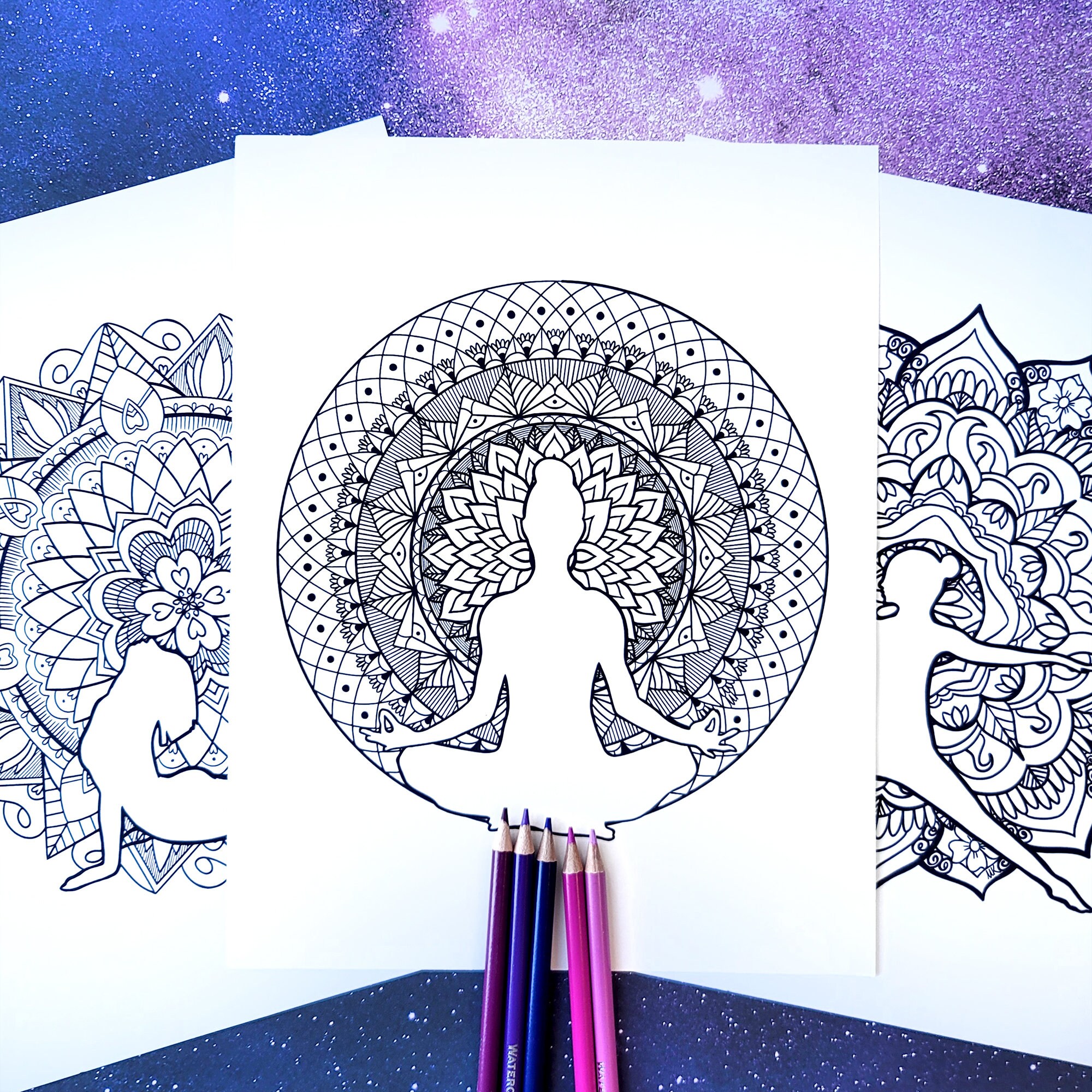 Seven Chakra Yoga Coloring Page Set, Instant Download, Yoga Poses ...