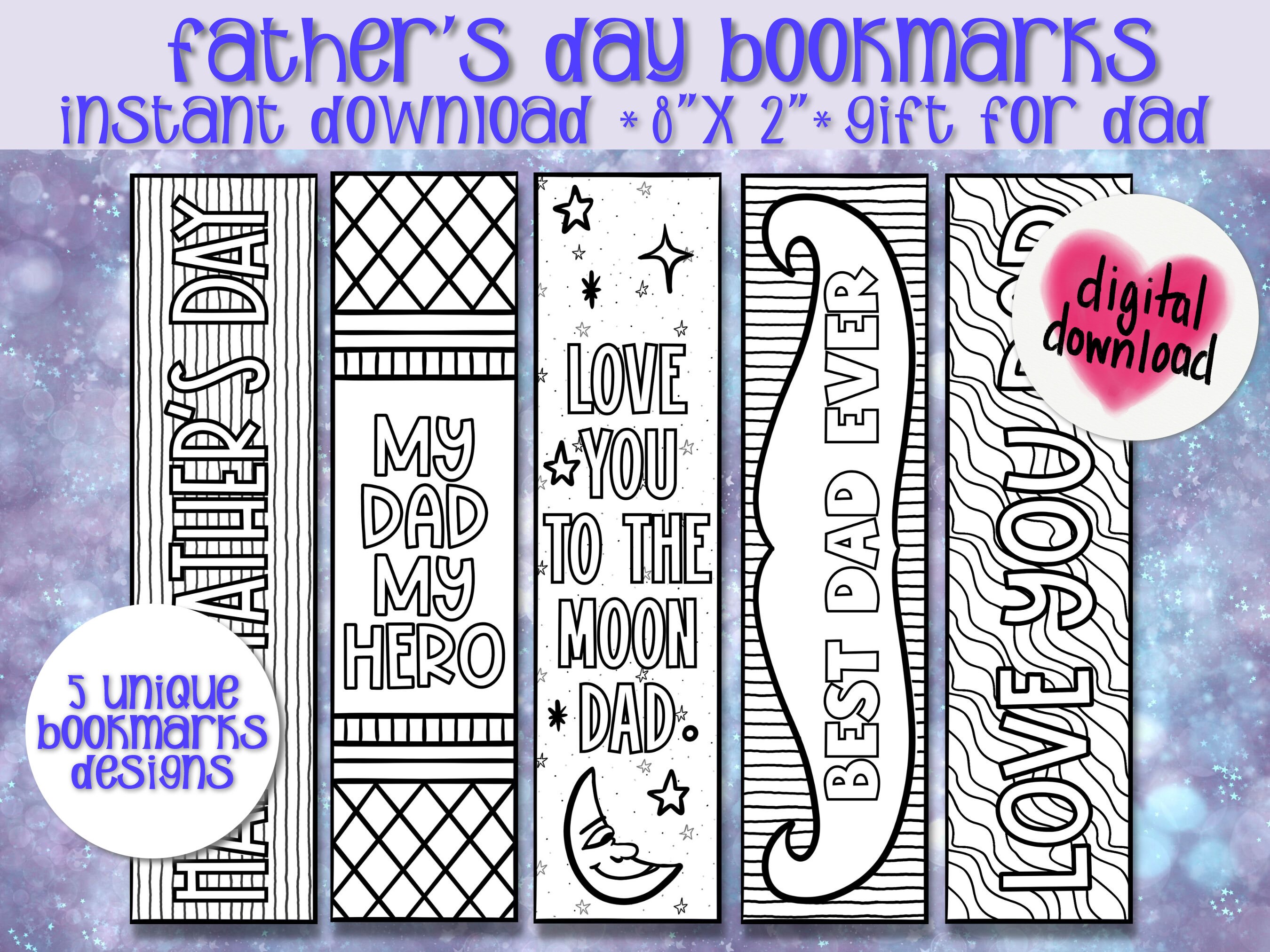 Printable Father's Day Bookmarks, Print at Home, DIY Father's Day ...