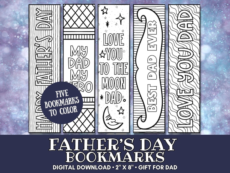 Father's Day Bookmarks, Coloring Bookmarks, DIY Gift for Dad, Bookmark ...