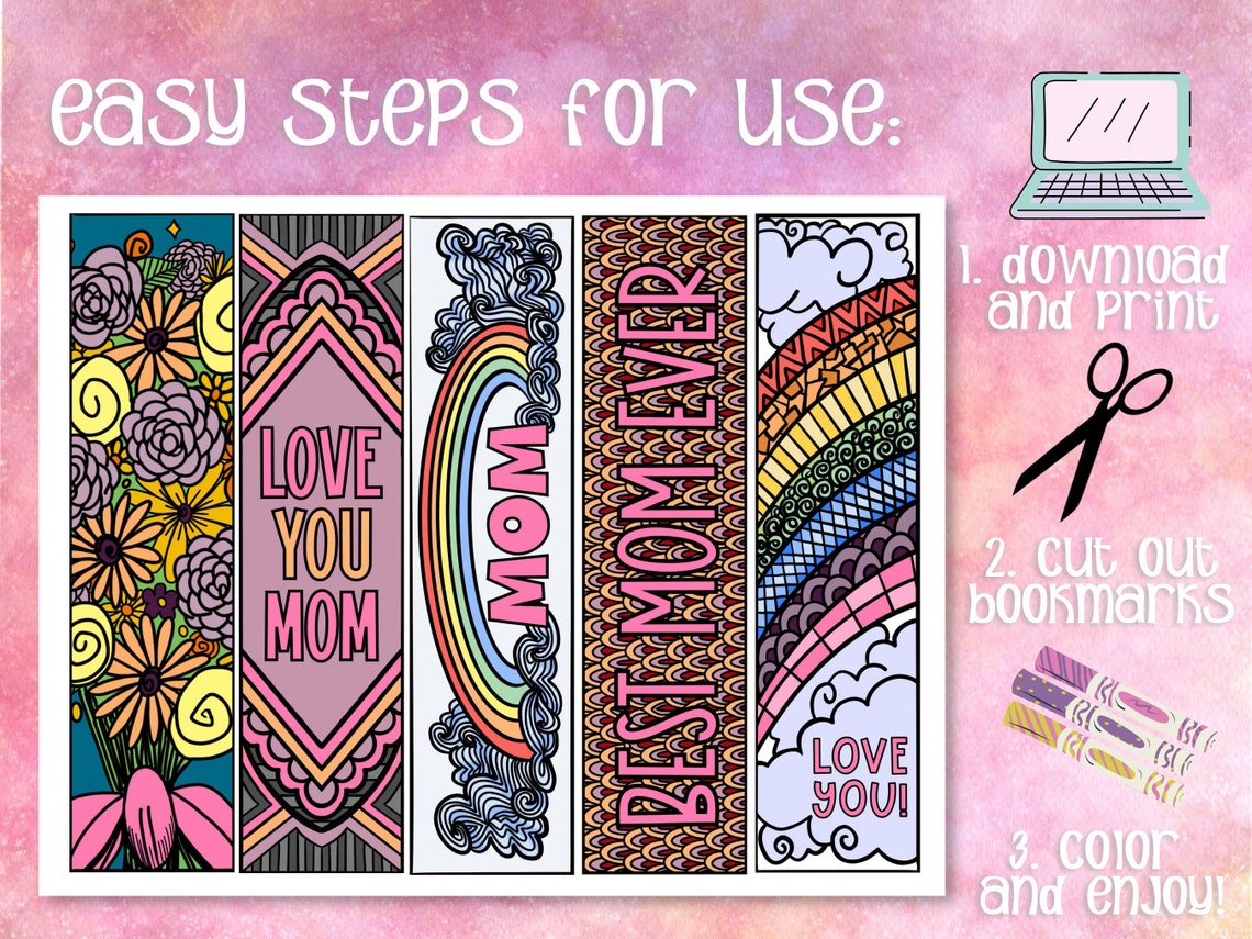 Printable Mother's Day Bookmarks, Print at Home, Bookmark DIY, Last ...