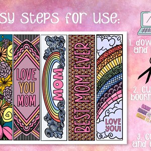 Printable Mother's Day Bookmarks, Print at Home, Bookmark DIY, Last ...