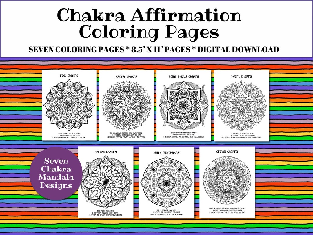 Chakra Affirmations Coloring Pages, Instant Download, I Am Affirmations ...