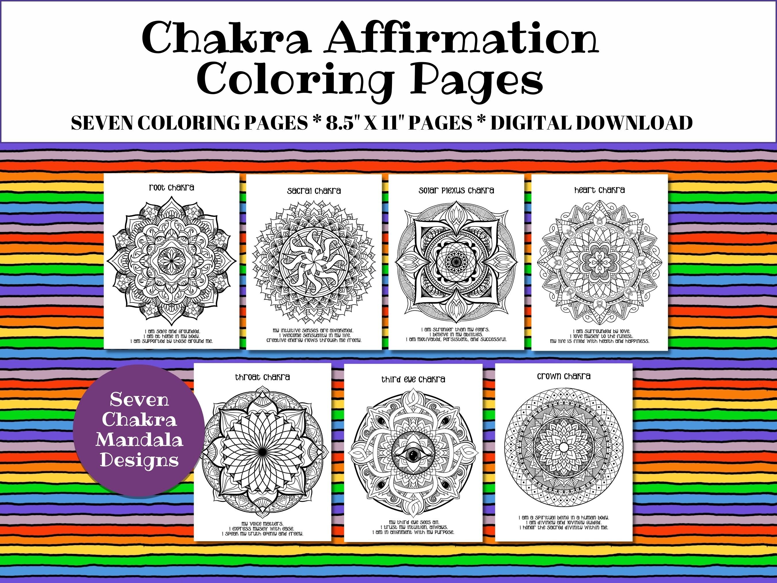 Chakra Affirmations Coloring Pages, Instant Download, I Am Affirmations ...