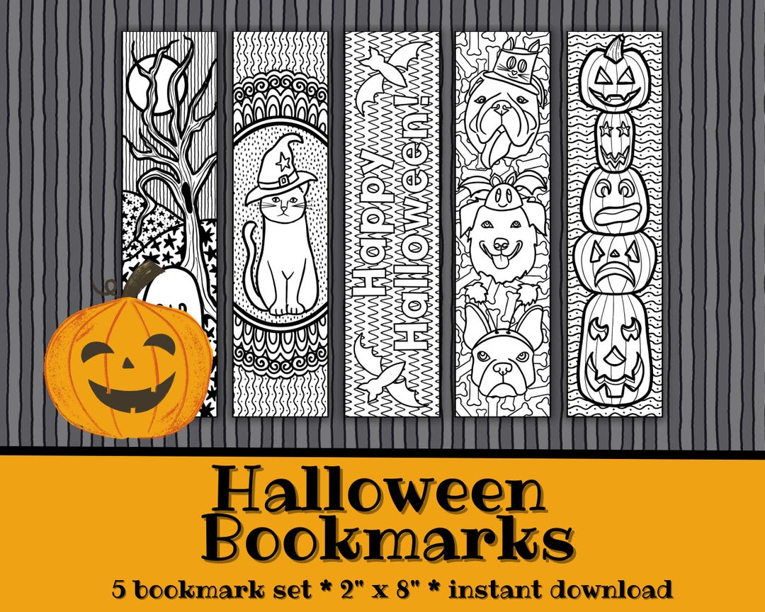 Halloween Bookmarks, Instant Download, Print at Home, Halloween Party ...