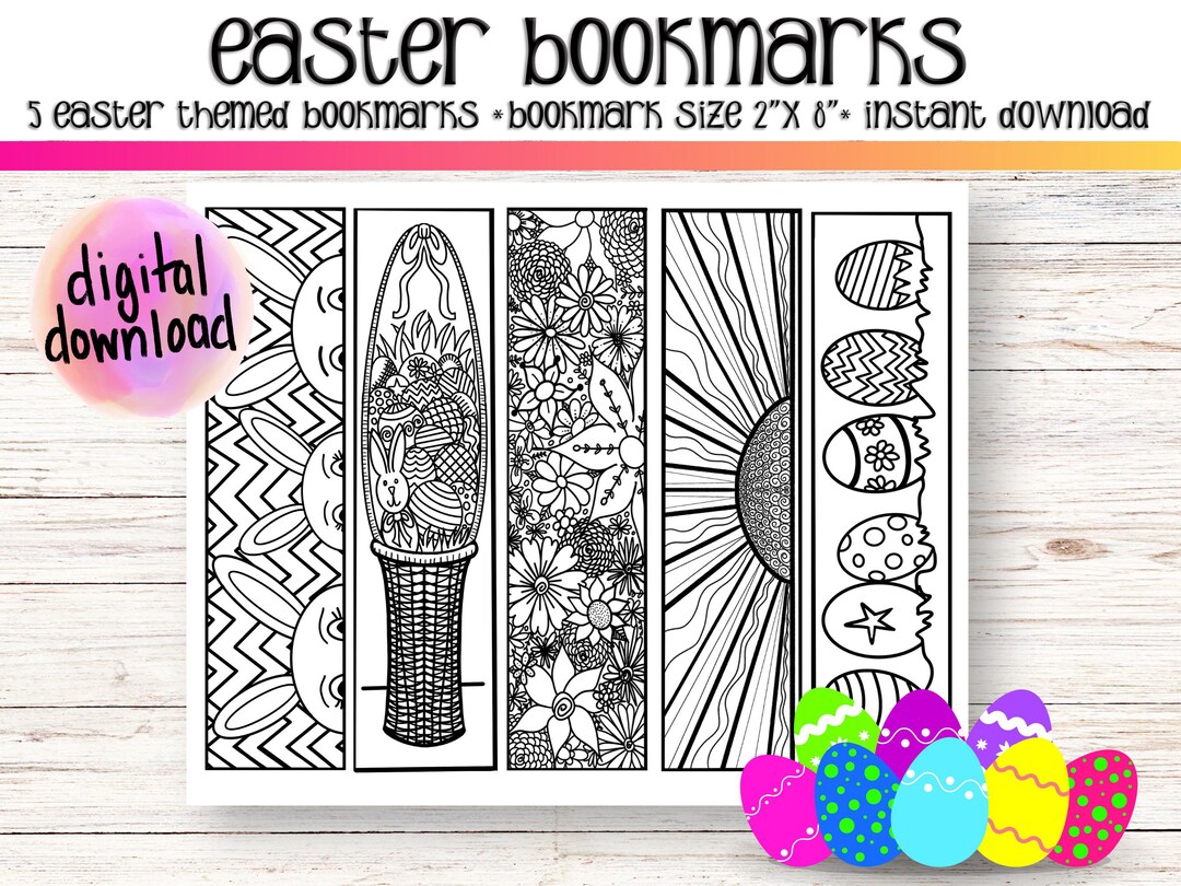 Easter Bookmarks Color Your Own Easter Basket Stuffers 5 Unique Designs ...