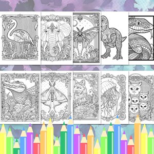 Animal Spirit Coloring Pages, Adult Coloring, Anxiety Relief, Creature ...