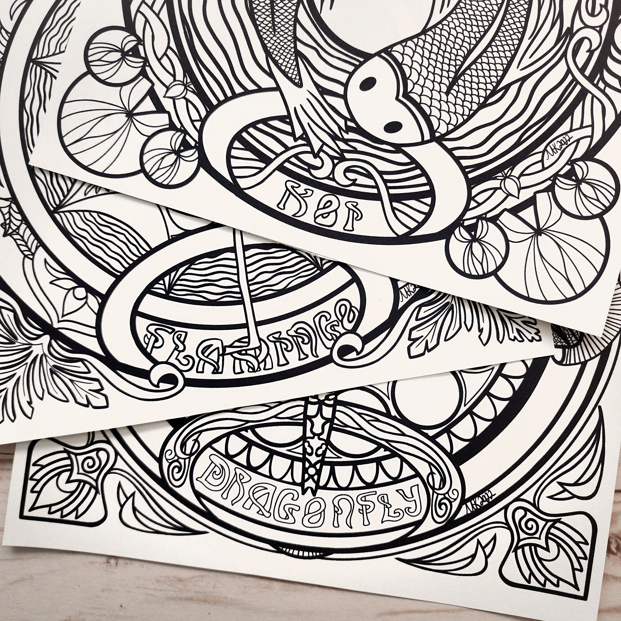 Koi Fish Spirit Animal Coloring Page, Instant Download, Print at Home ...