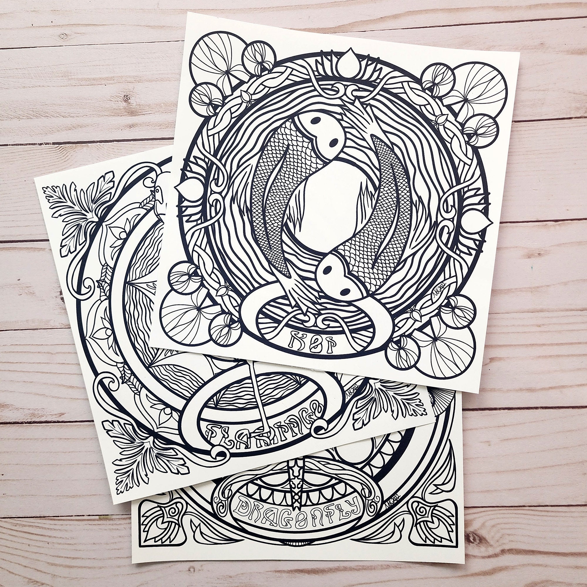 Koi Fish Spirit Animal Coloring Page, Instant Download, Print at Home ...